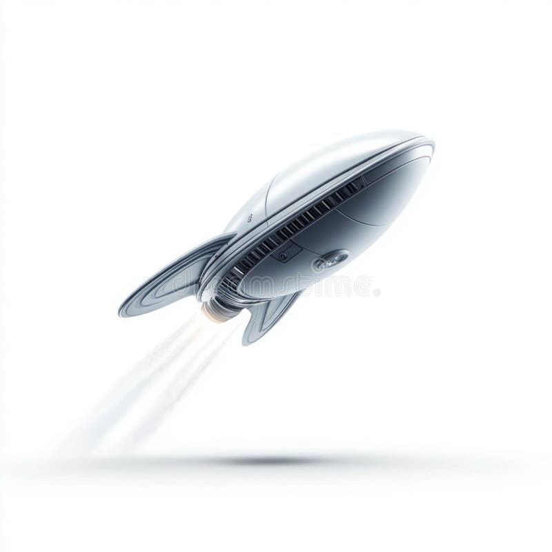 Silver Spacecraft Flying in the Air Stock Illustration - Illustration ...