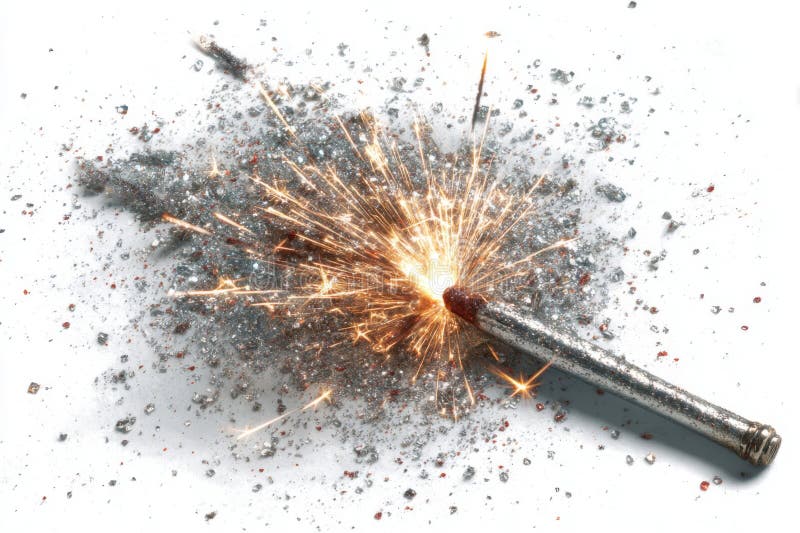 Silver Sparklers Burst on White Background Stock Illustration ...