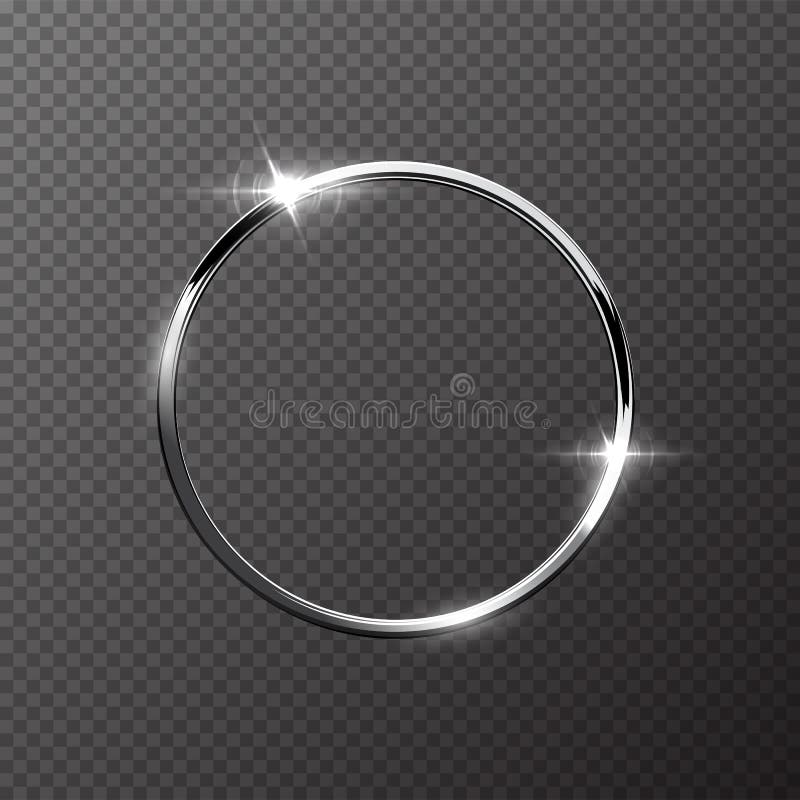 Silver Sparkling Ring Isolated on Transparent Background. Vector Metal ...