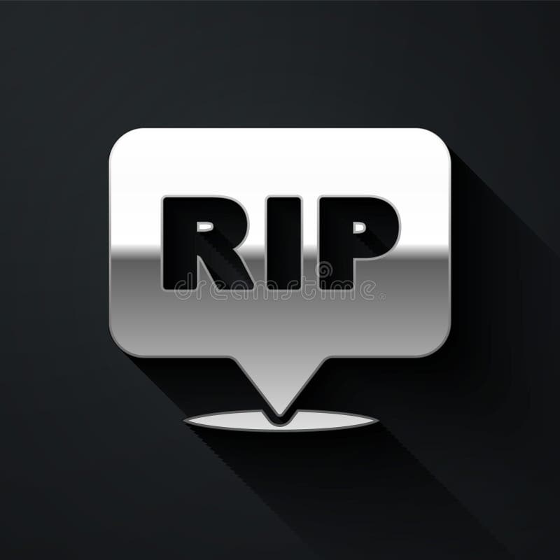 Silver Speech Bubble Rip Death Icon Isolated on Black Background. Long ...