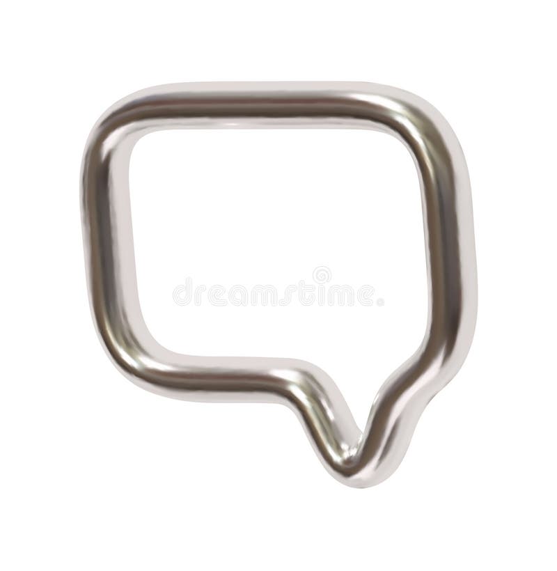 Silver Speech Bubbles. Minimal Silver Metal Chat Dialog Bubble Line ...