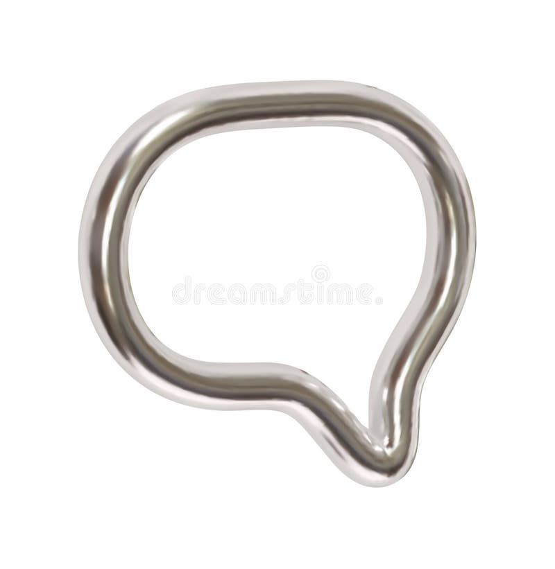 Silver Speech Bubbles. Minimal Silver Metal Chat Dialog Bubble Line ...