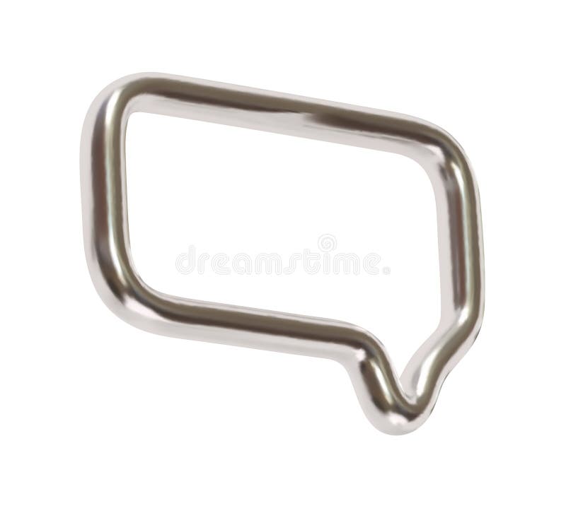 Silver Speech Bubbles. Minimal Silver Metal Chat Dialog Bubble Line ...