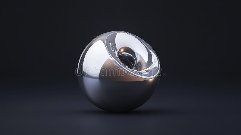 Silver Sphere on Black Background, Abstract Minimalist Design for ...