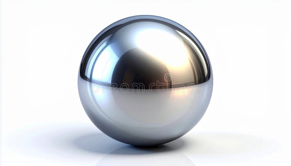 Silver Sphere Reflecting Light on Clean White Background with Subtle ...