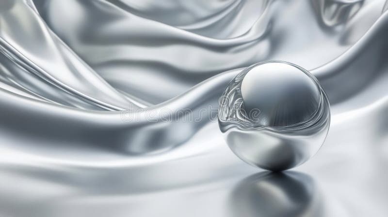 Silver Sphere Rolling on a Curved Metallic Surface Stock Illustration ...