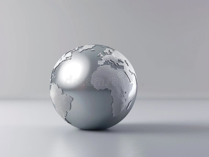 A Silver Sphere Sits on a Clean White Surface Stock Photo - Image of abstract, simple: 387995956