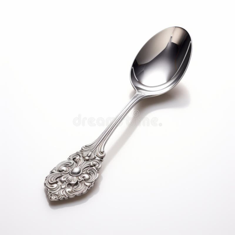 High Resolution Silver Spoon with Ornate Pattern Stock Illustration ...