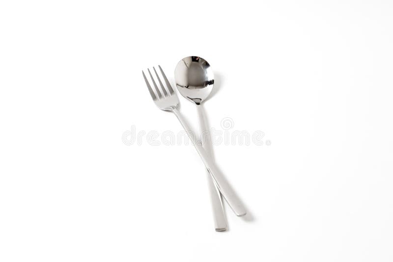 Silver Spoon and Fork Isolate on White Stock Image - Image of silver ...