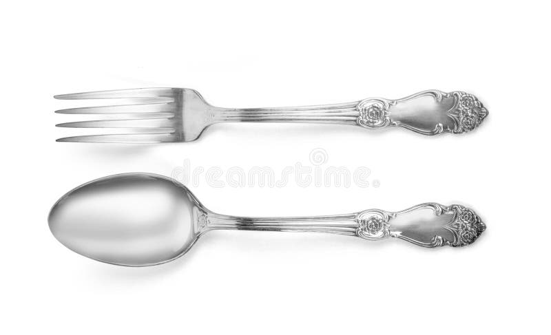 Silver Spoon and Fork Isolated Stock Image - Image of setting, silver ...