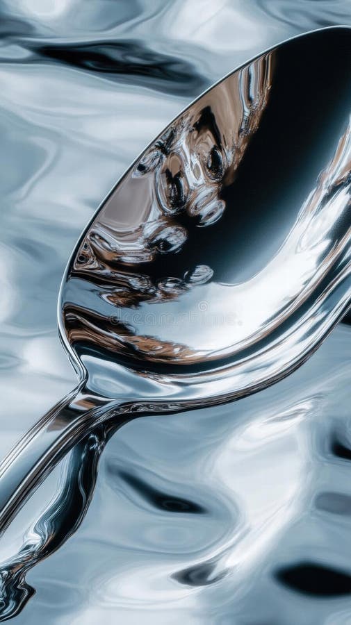 Silver Spoon Reflections on Liquid Metal Stock Illustration ...