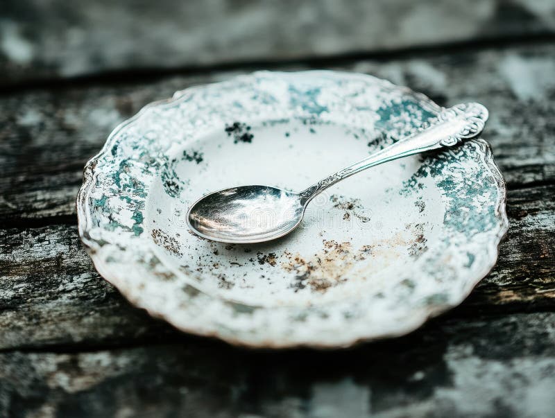 Silver Spoon Resting Old Plate Stock Photos - Free & Royalty-Free Stock ...