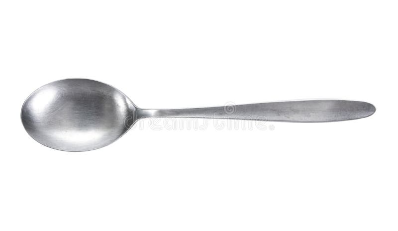 Silver Spoon. Horizontal Stainless Spoon Isolated Stock Image - Image ...