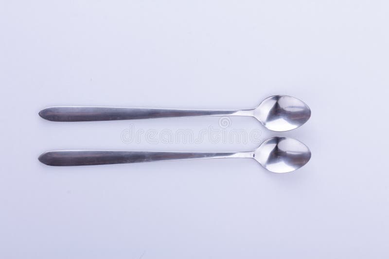 Silver Spoon Stands Vertically with Shadow Isolated on White Stock ...