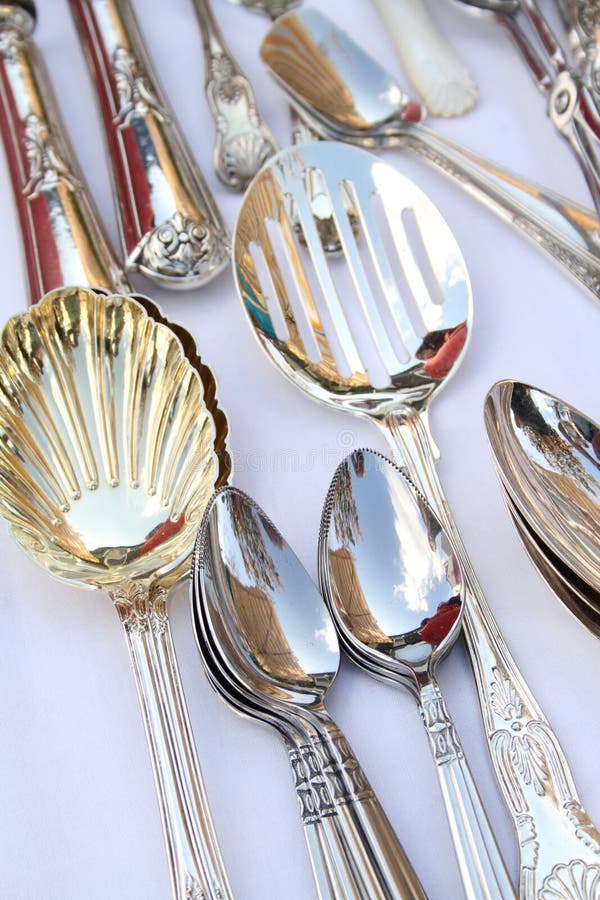 Silver spoons stock image. Image of stall, shine, food - 21250253