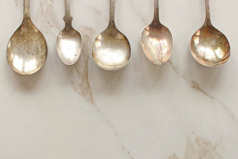 Silver Spoons stock image. Image of shapes, sizes, five - 91403201
