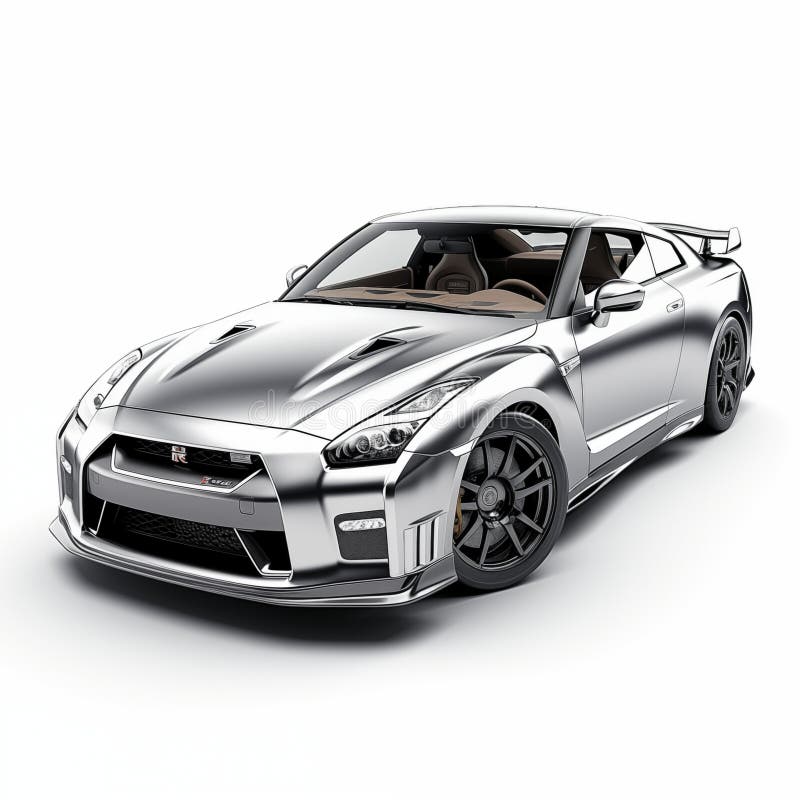 Silver Sports Car with Aerodynamic Design and Black Wheels Stock ...