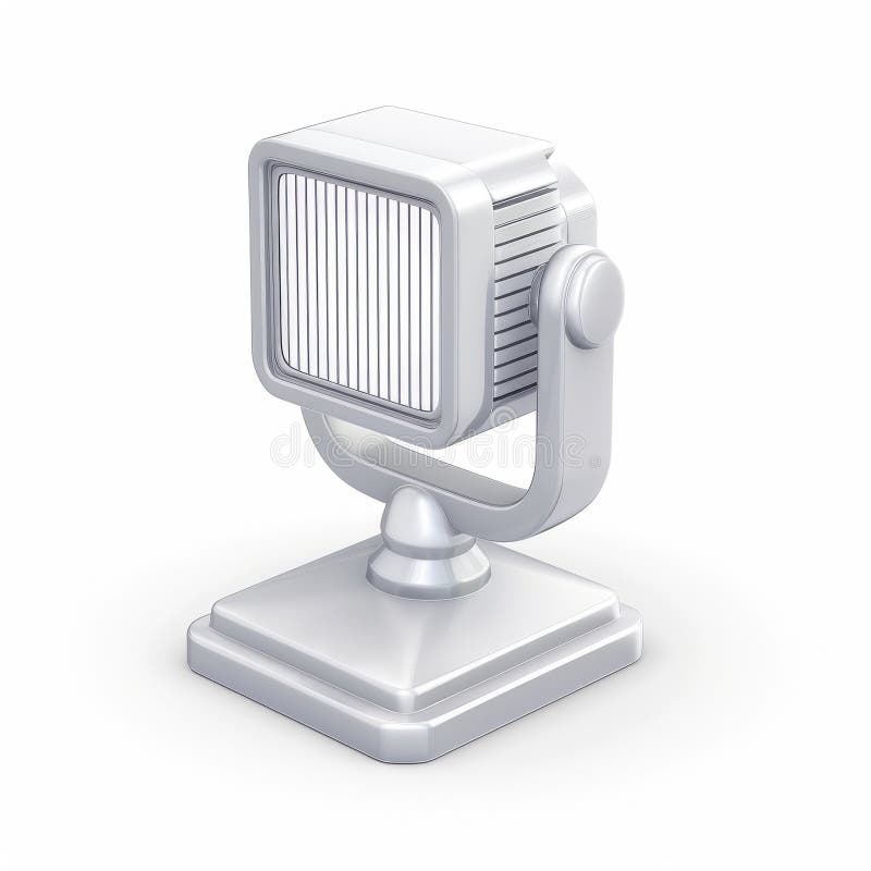 Stylish Silver Spotlight on a Square Base, 3D Render Stock Illustration ...