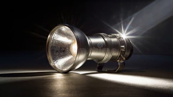 A Silver Spotlight Shines Brightly in a Dark Room Stock Illustration ...