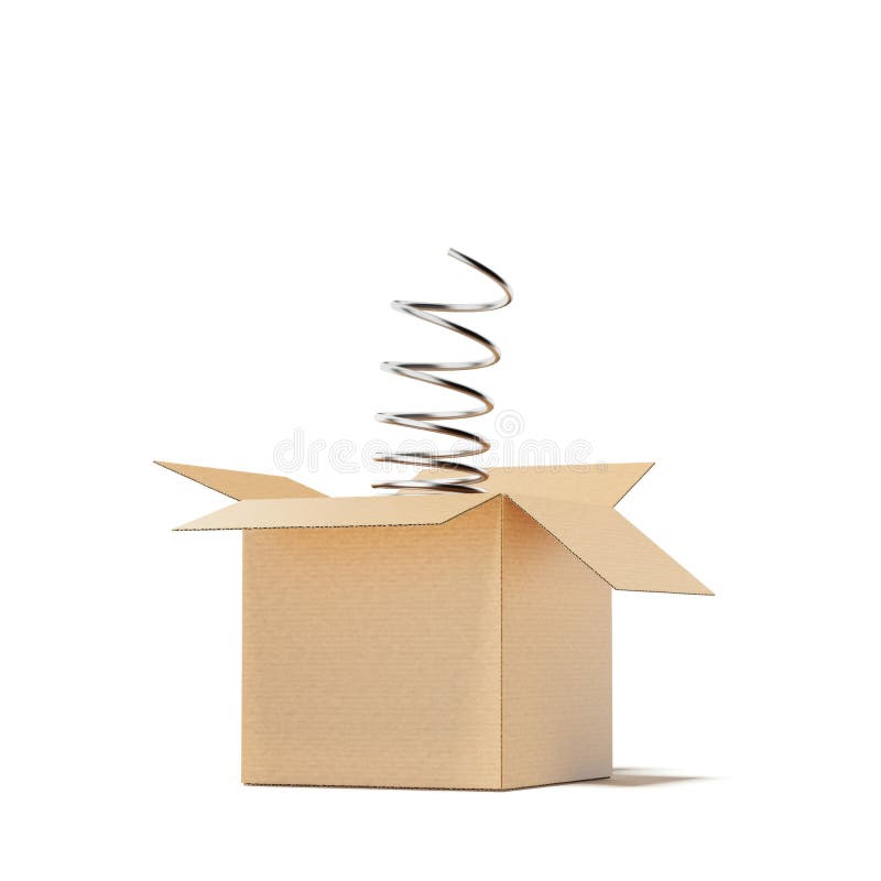 Silver Spring in the Opened Box. 3d Rendering Stock Illustration ...