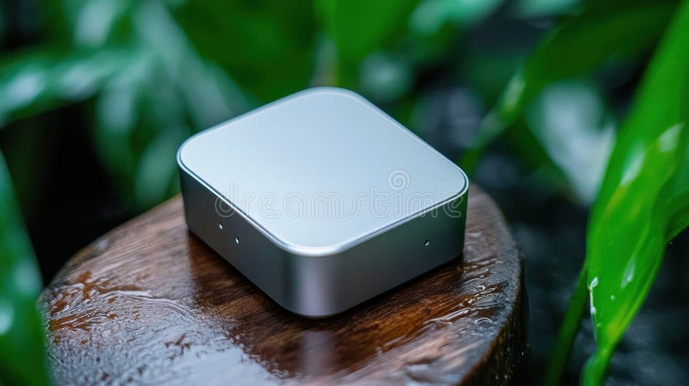 A Silver Square Device with Three Small Dots on Its Sides. Stock Photo ...