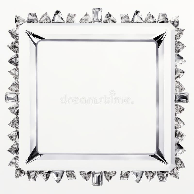 A Silver Square Frame with Diamonds on it Stock Illustration ...