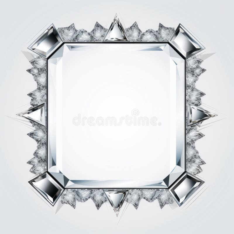 A Silver Square Frame with Diamonds on it Stock Illustration ...