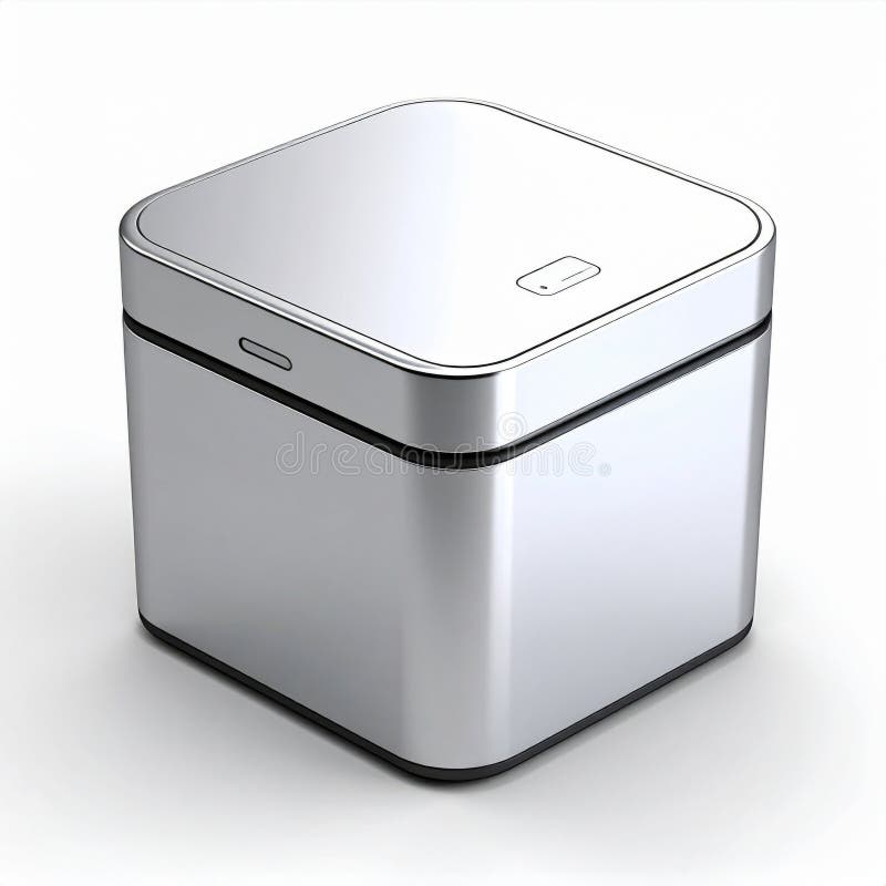 Silver Square Metal Container on White Background Stock Illustration ...