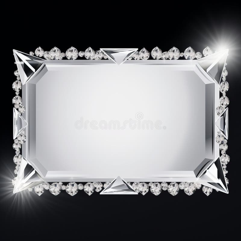 A Silver Square Mirror with Diamonds on it Stock Illustration ...