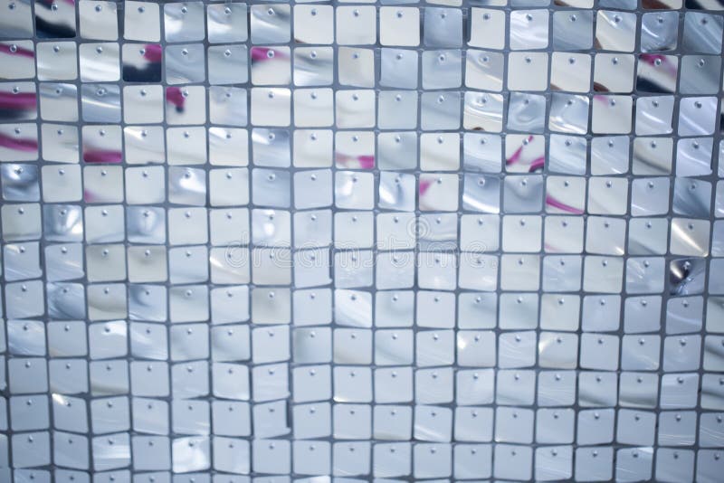 Silver Square Sequins. High Resolution Pattern. View from Above. Copy ...