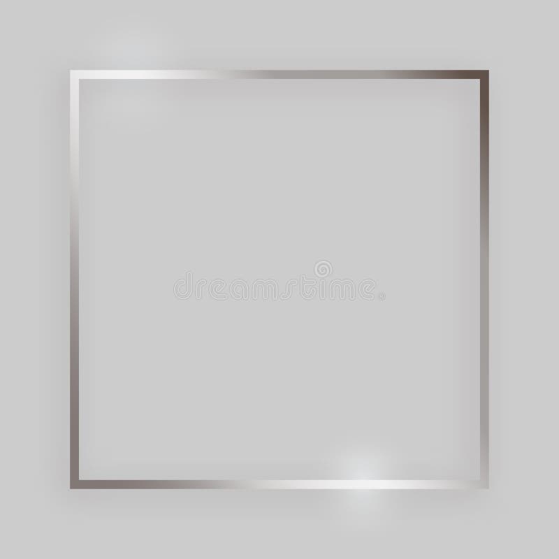Silver Square Shiny Frame with Glowing Effects Stock Vector ...
