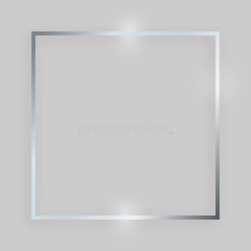 Silver Square Shiny Frame with Glowing Effects Stock Vector ...