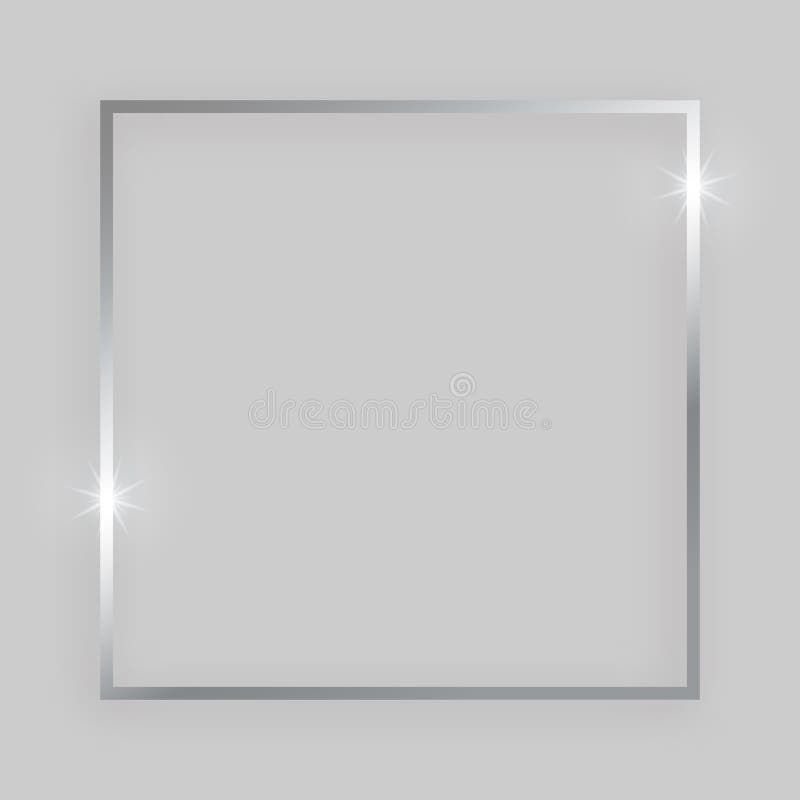 Silver Square Shiny Frame with Glowing Effects Stock Vector ...