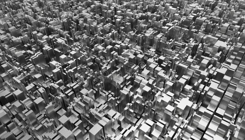 Silver Squares Extruded Abstract Background , 3d Rendering Stock ...