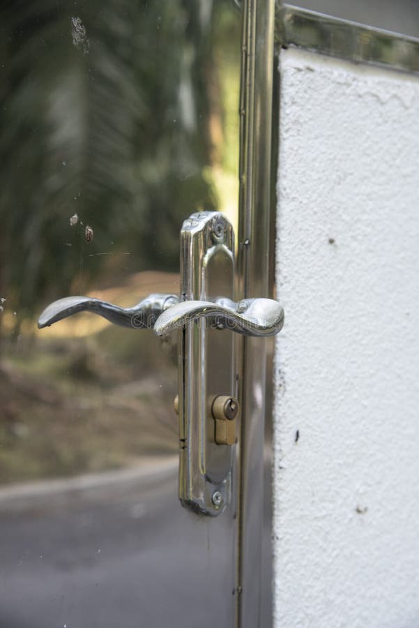 Silver Stainless Door Handle of Various Doors Stock Image - Image of ...