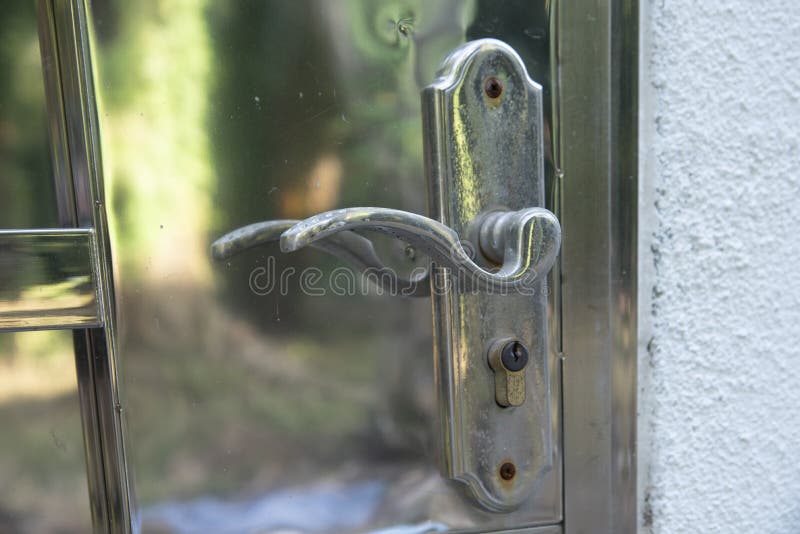 Silver Stainless Door Handle of Various Doors Stock Image - Image of ...