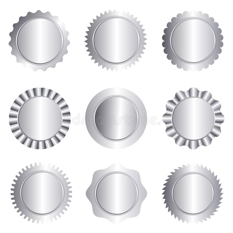 Silver Stamp Seal Collection Isolated on White Stock Vector ...