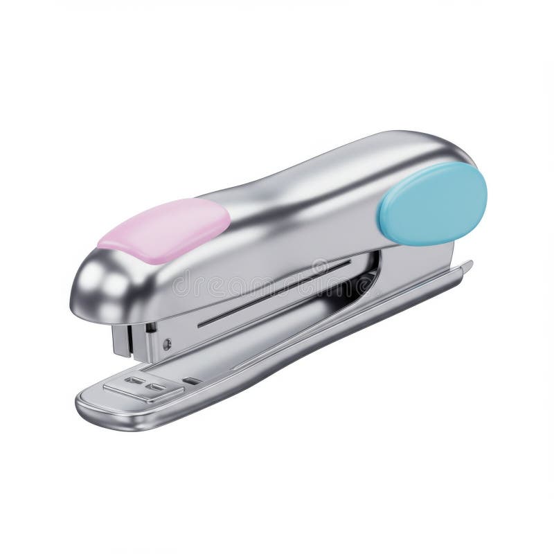 Silver Stapler with Pink and Blue Accents Stock Illustration ...