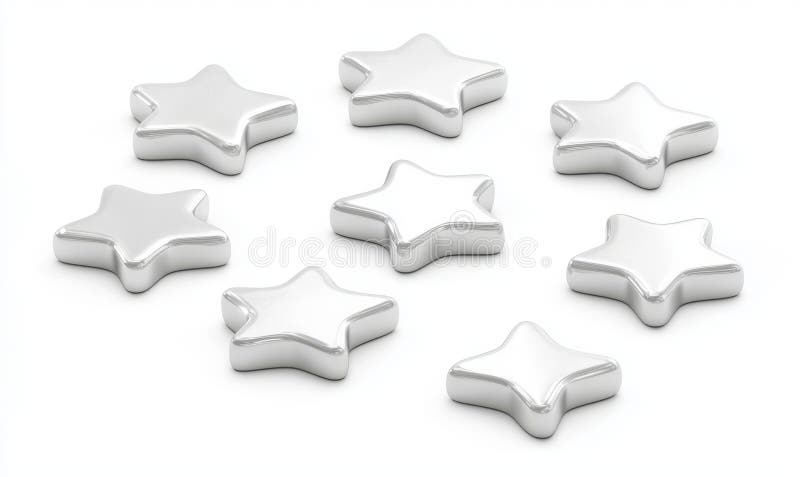 Silver Star 3D Illustration Set with Different Angles Stock ...
