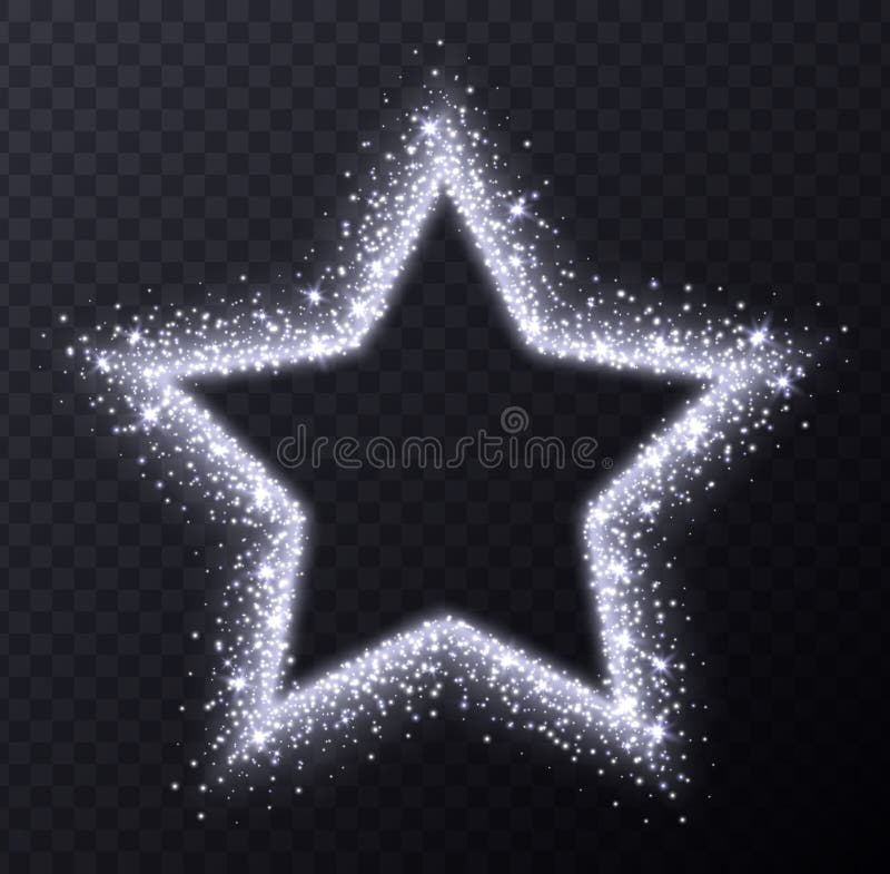 Silver Star Frame with Sparkles and Flares, Abstract Luminous Particles ...