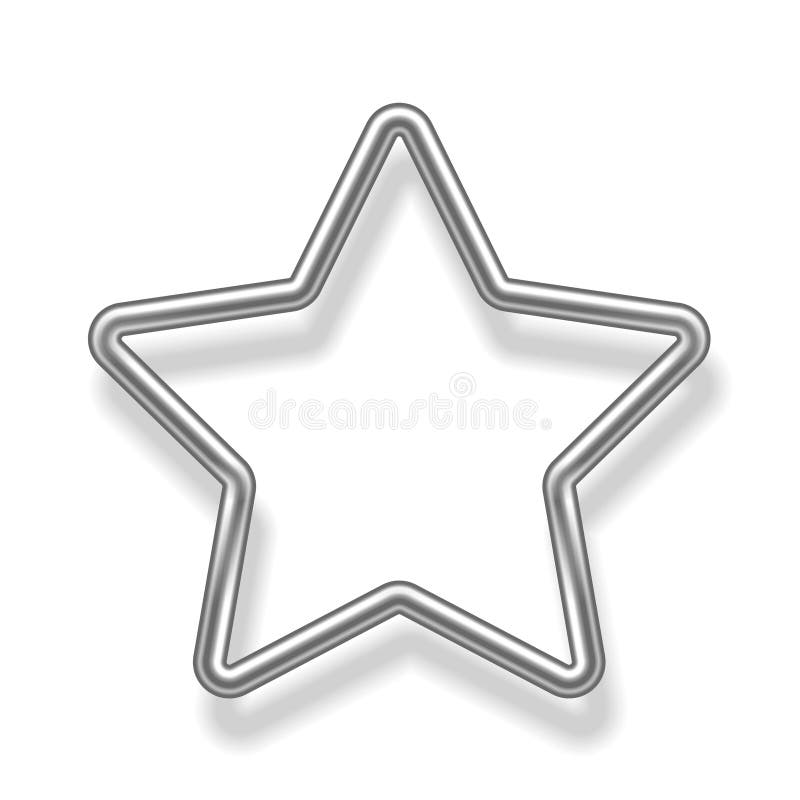 Silver Star Frame on White Background. Chrome Tube Star Frame with ...
