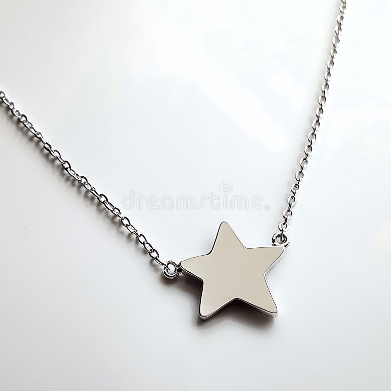 A Silver Star Necklace with a Chain Stock Image - Image of stone ...