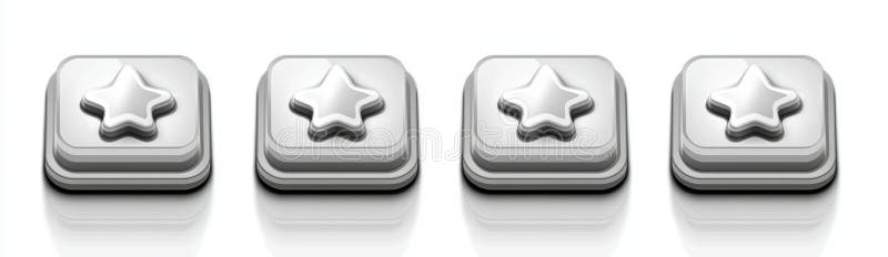 Silver Star Rating Buttons Modern App Design Interface Elements 3d Ui ...