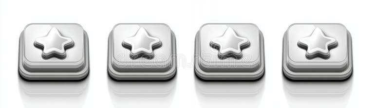 Silver Star Rating Buttons Modern App Design Interface Elements 3d Ui ...