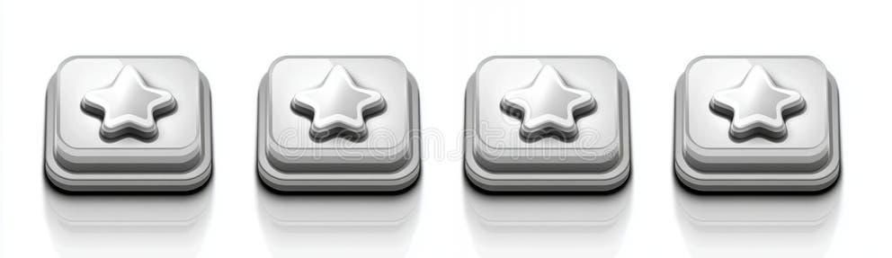 Silver Star Rating Buttons Modern App Design Interface Elements 3d Ui ...