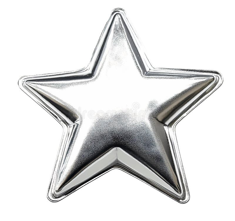 Silver Star Shape Isolated on White Stock Image - Illustration of shiny ...