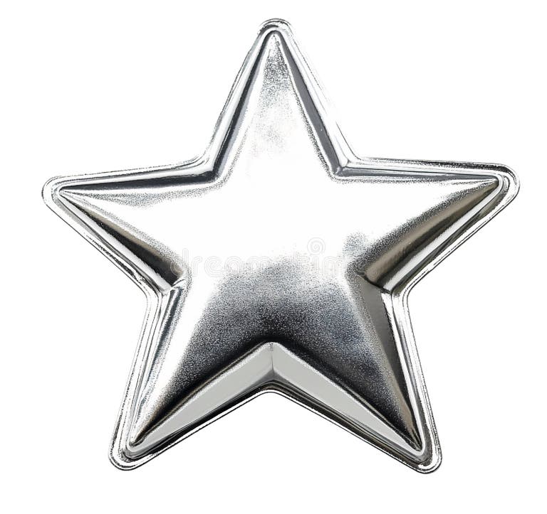 Silver Star Shape Isolated on White Stock Image - Illustration of shiny ...