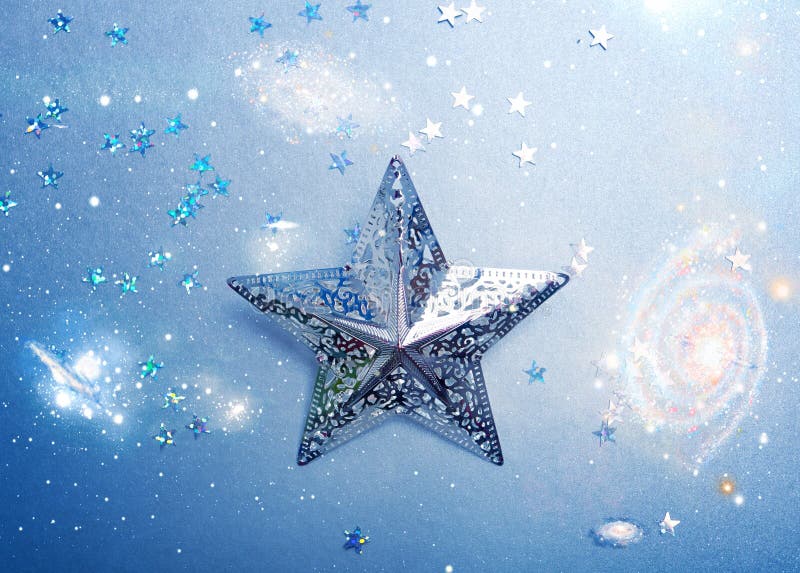 Silver Star with Space Background Stock Illustration - Illustration of ...