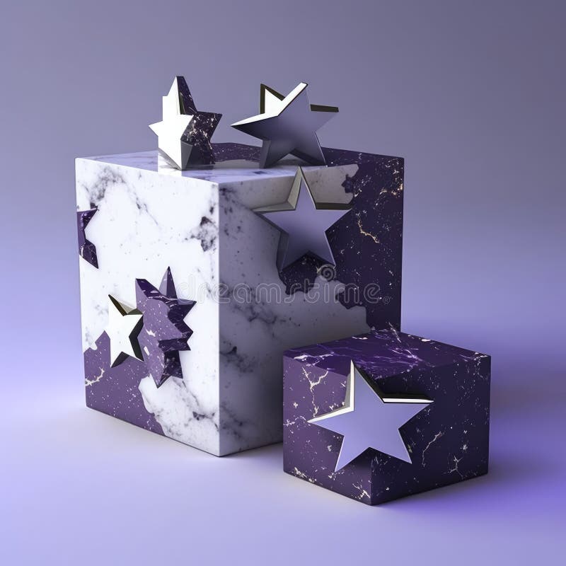 Silver Stars and Purple Lightning Podium, Empty Showcase for Packaging ...