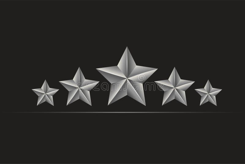 5 Silver Stars Rating on Black Background Stock Vector - Illustration ...